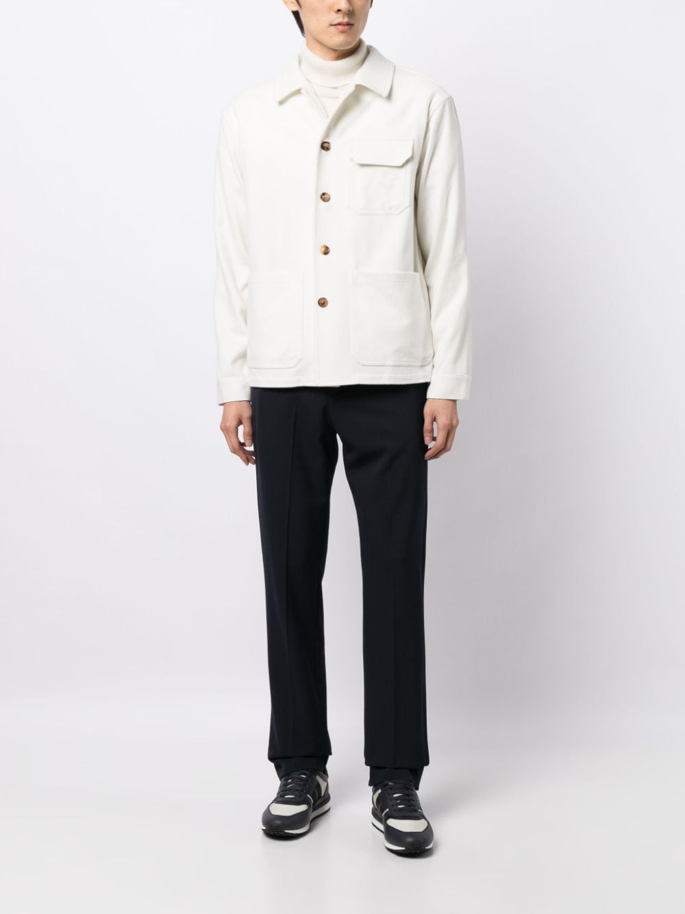 LARDINI buttoned cotton shirt jacket