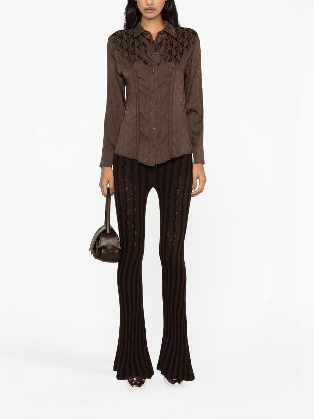 MARINE SERRE Marine Serre Moon Diamant Jacquard Satin Shirt