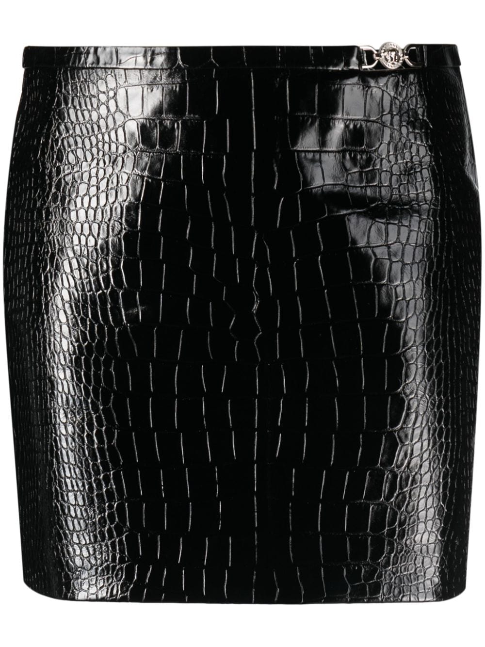 VERSACE Versace Crocodile-Effect Leather Miniskirt