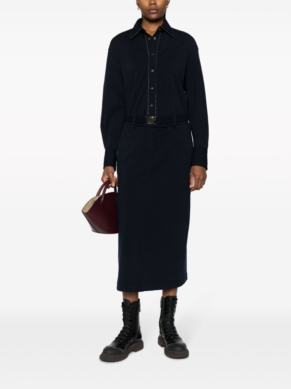 BRUNELLO CUCINELLI Brunello Cucinelli Monili Chain-Embellished Shirt Dress