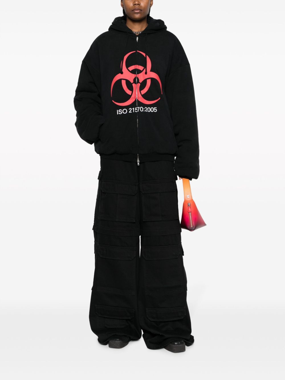 Vetements Genetically Modified Zip-Up Cotton Hoodie In Black - 25