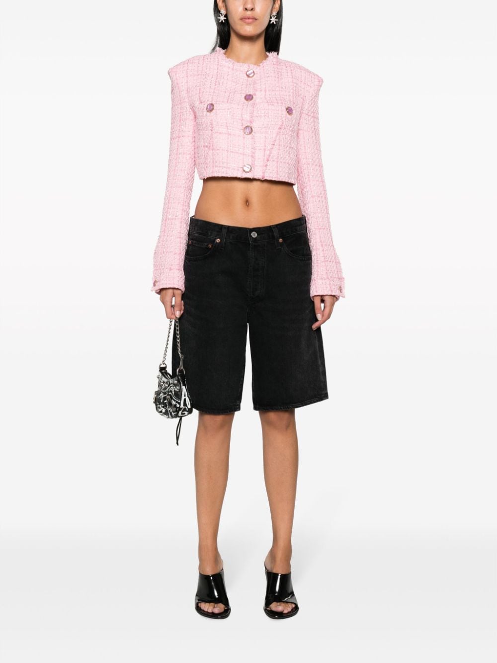 GCDS GCDS Button-Up Cropped Tweed Jacket