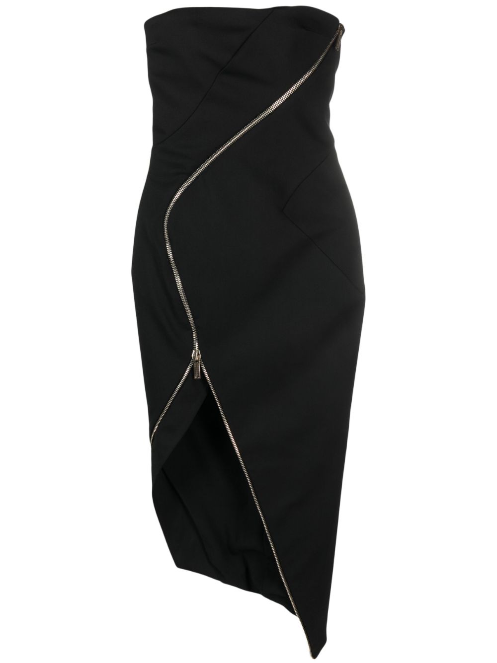 GENNY Genny V-Neck Zip-Up Mini Dress
