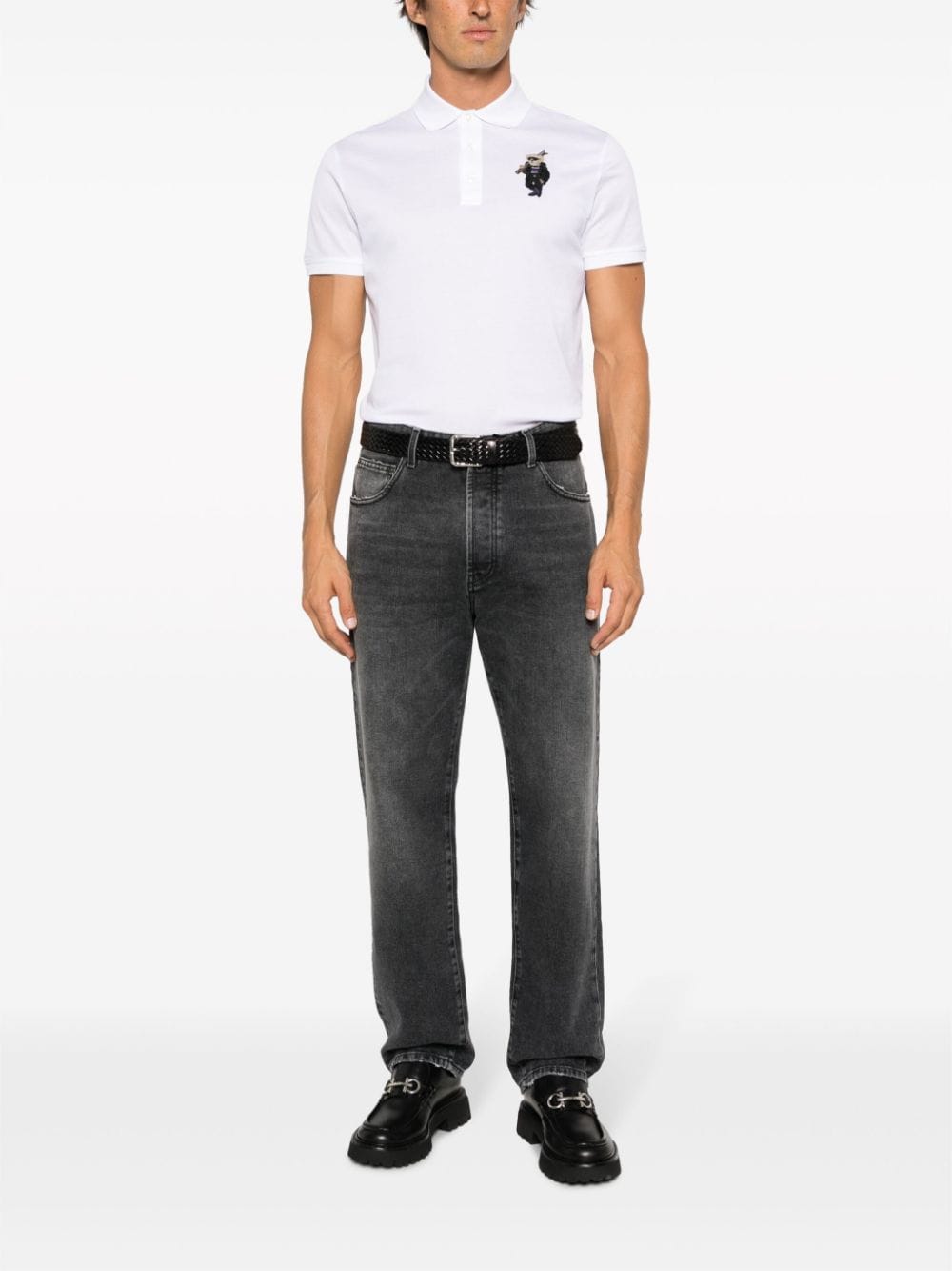 RALPH LAUREN PURPLE LABEL polo bear-embroidered polo shirt