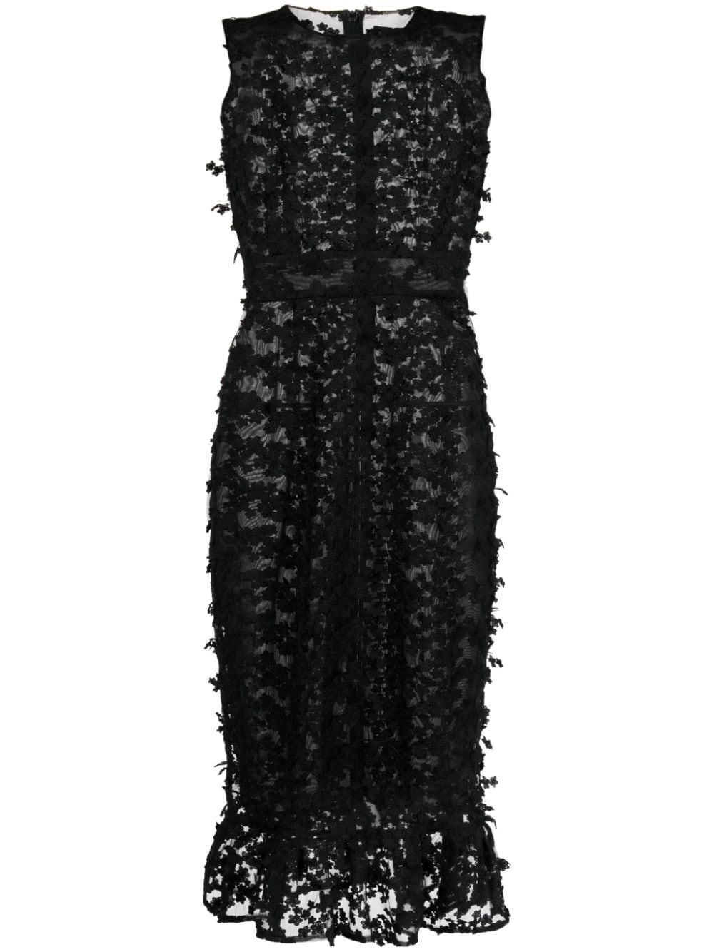 Cynthia Rowley Floral-Lace Midi Dress - Black | Editorialist