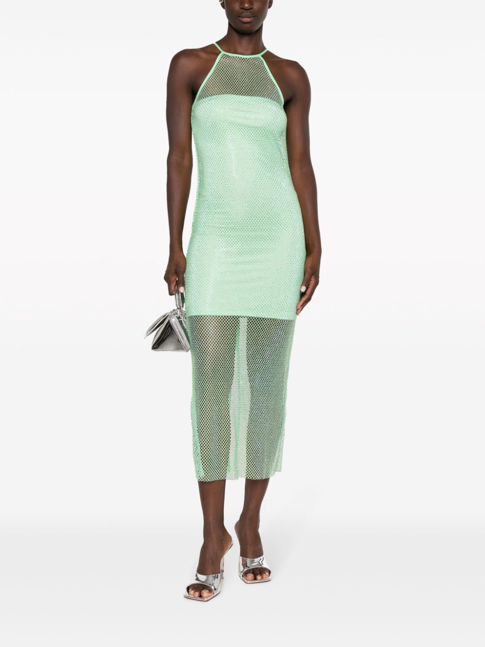 Patrizia Pepe Semi-sheer Halterneck Dress - Green