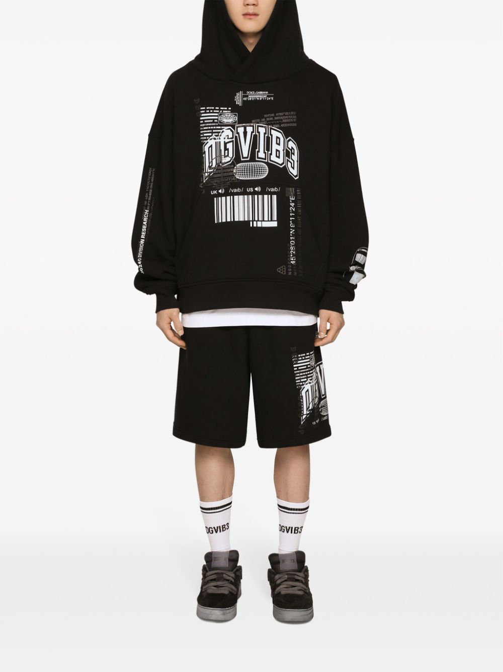 DOLCE & GABBANA Dolce & Gabbana DGVIB3 Logo-Print Cotton Track Shorts