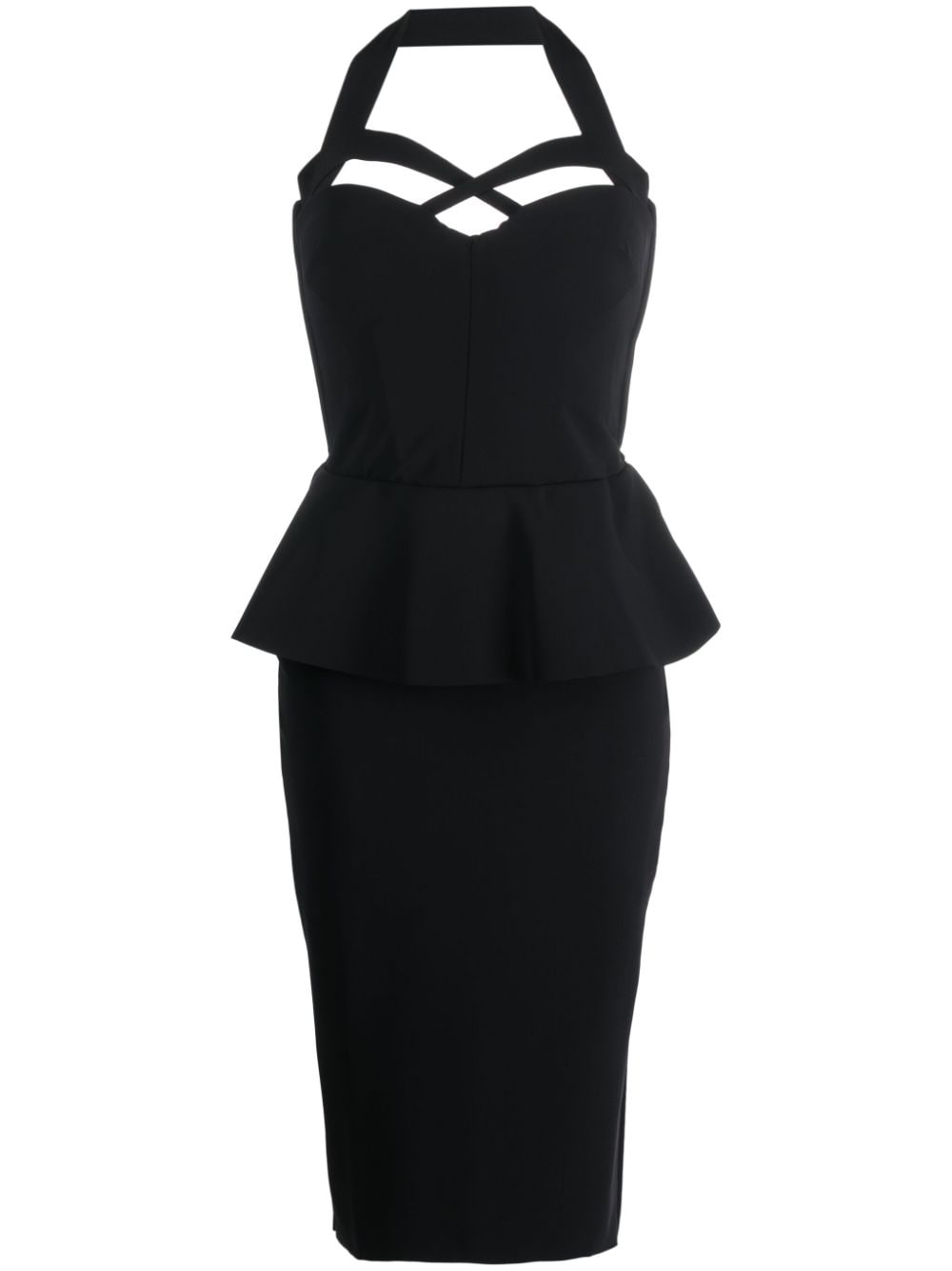 chiara boni la petite robe halter ruffle midi dress Chiara Boni La Petite Robe Gudrum Halter Ruffle Gown