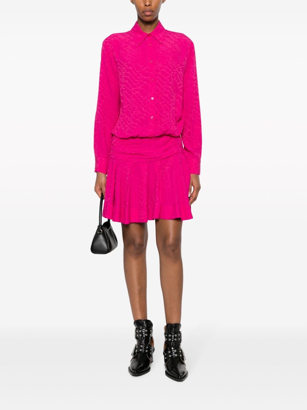 PINKO PINKO Logo-Jacquard Pleated Shirt Dress