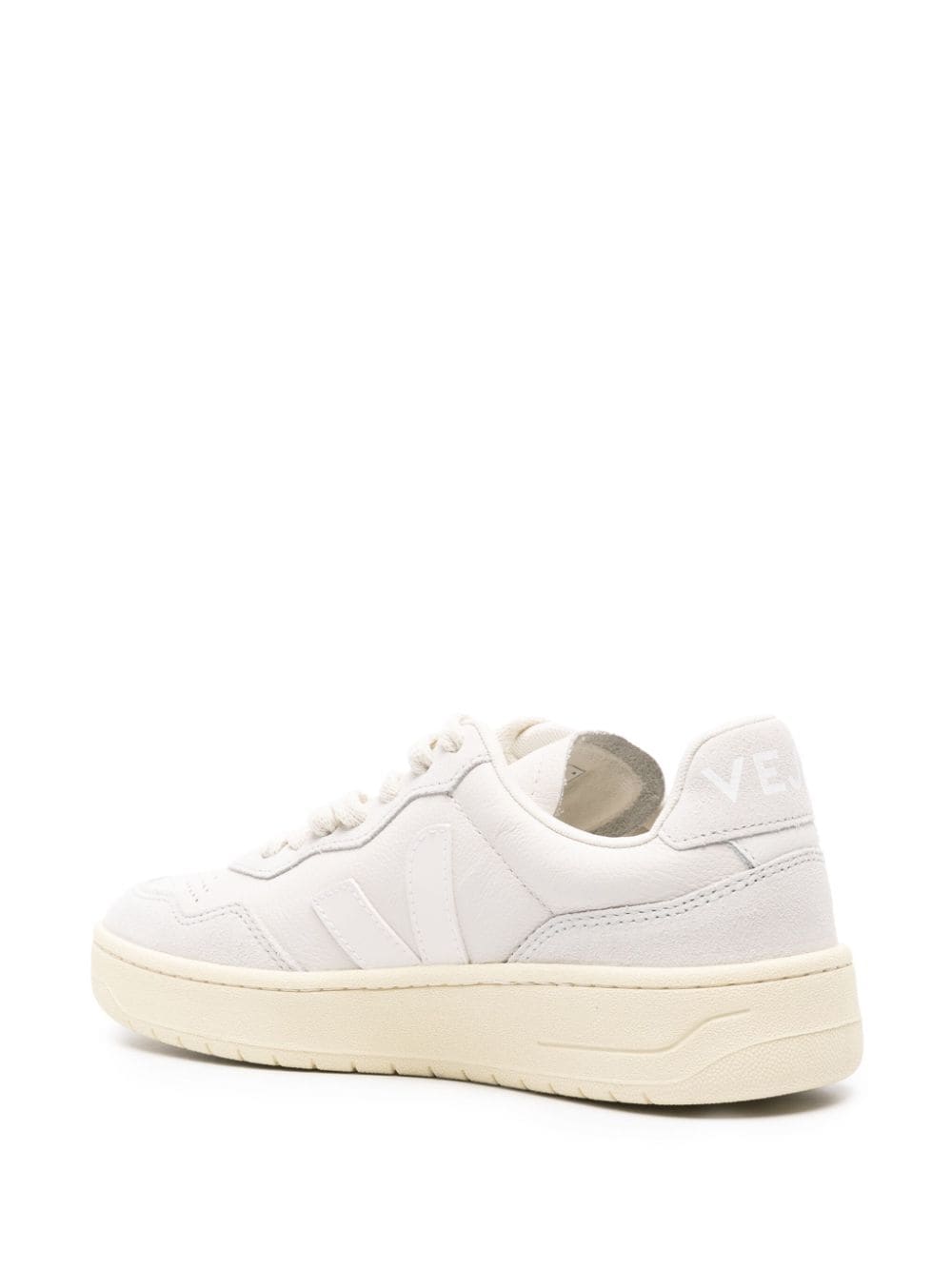Veja V-90 Leather Sneakers - Extra-White Marsala | Editorialist
