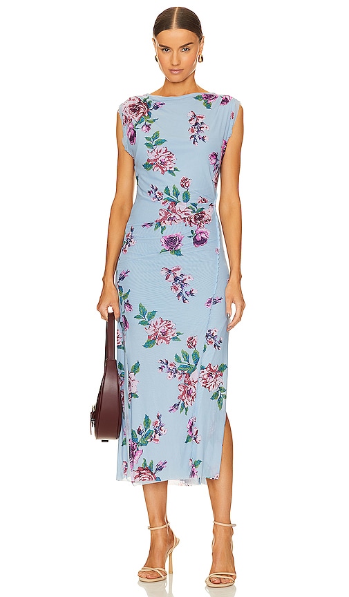 Free People Carmel Midi Dress In Blue Combo - 65% Off | Editorialist