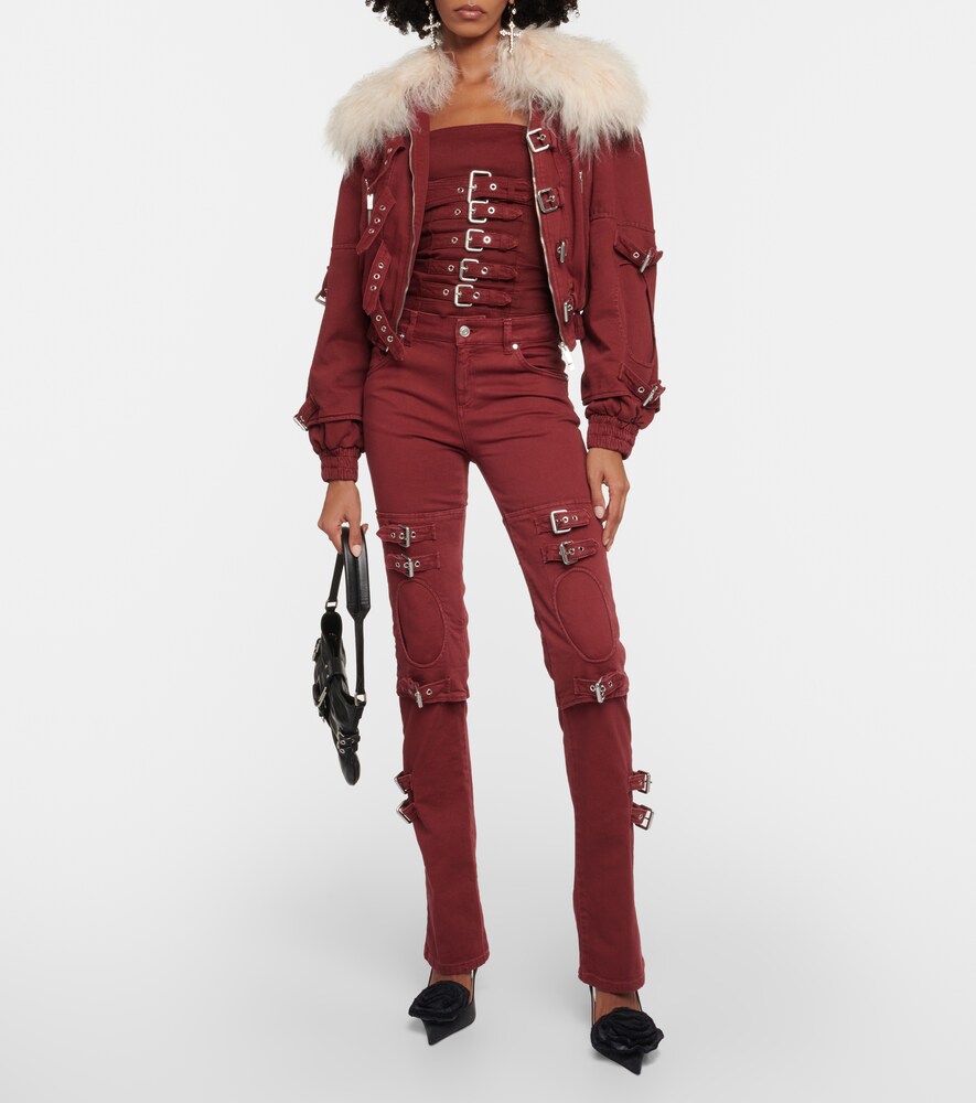 BLUMARINE Blumarine Cropped Shearling-Trimmed Denim Jacket