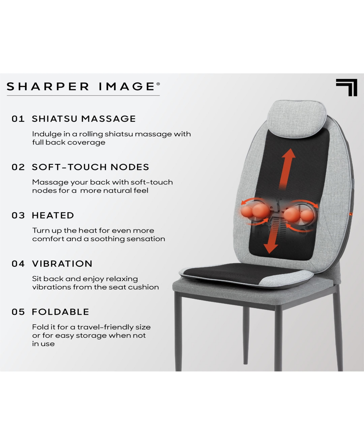 Sharper Image Massage Seat Topper 4-Node Shiatsu With Heat & Vibration In  Gray - 20% Off