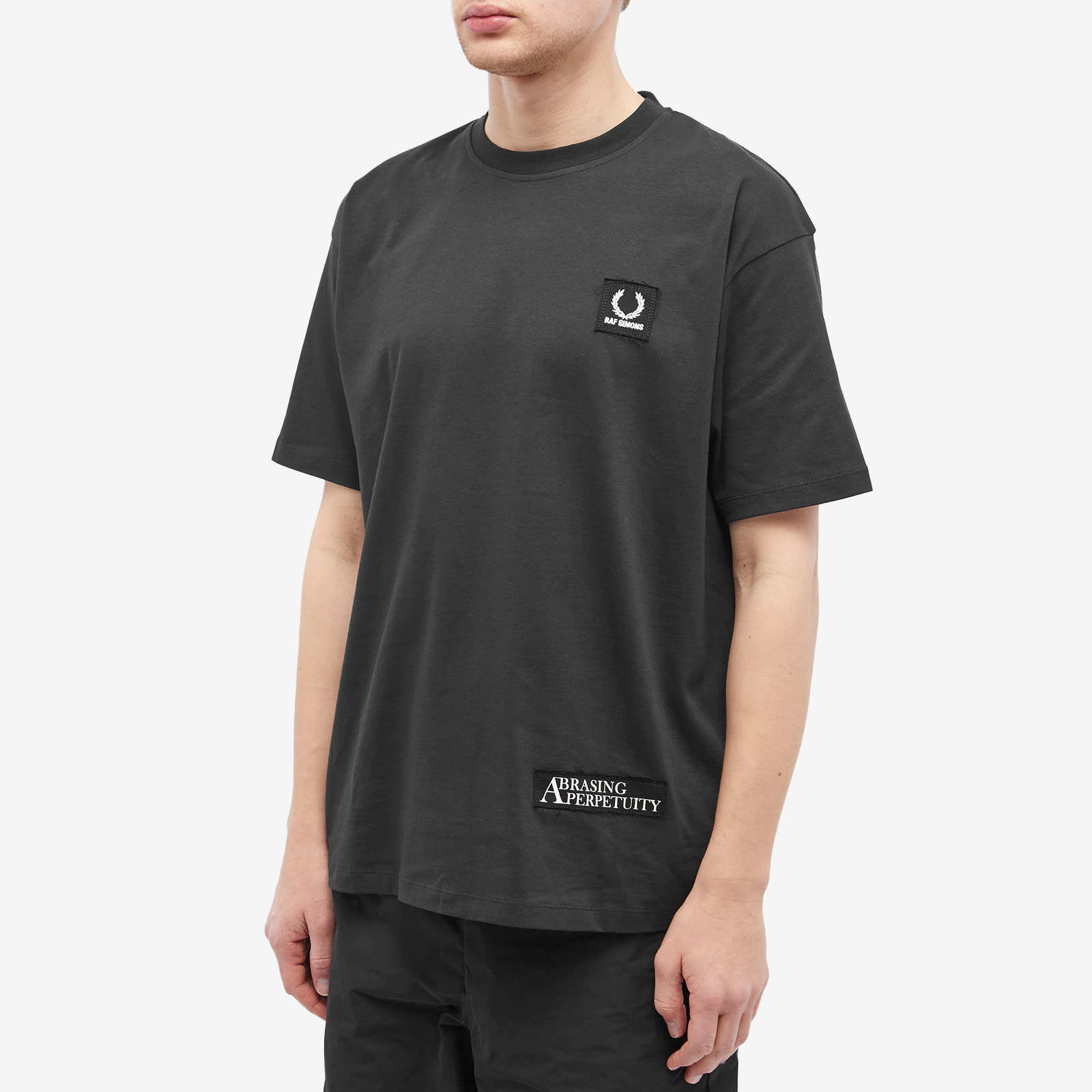 Fred Perry X Raf Simons Printed Patch Relaxed T-Shirt In Black 
