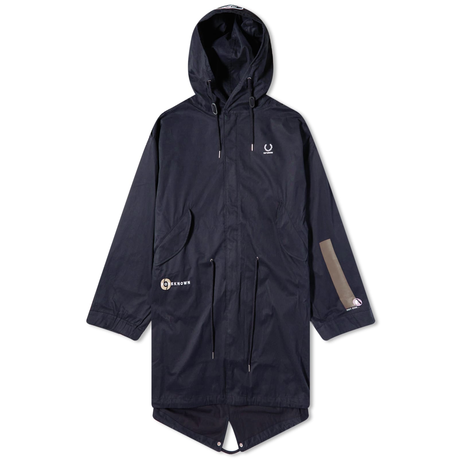 Fred Perry X Raf Simons Printed Patch Parka Jacket - Black