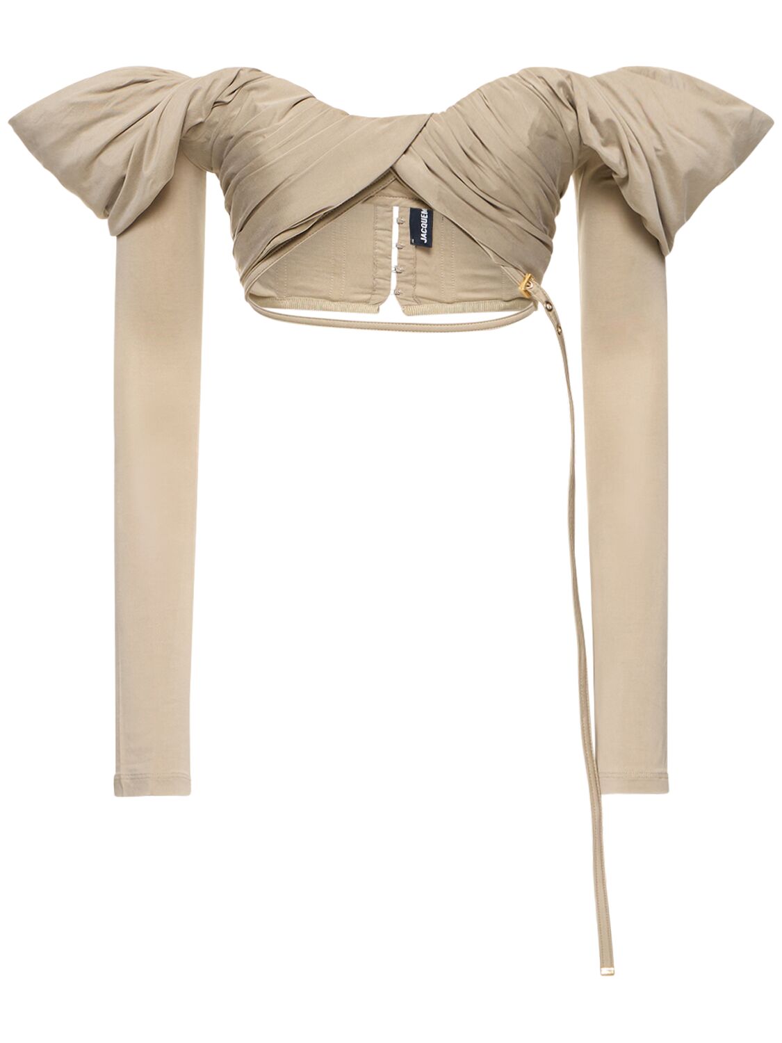 Jacquemus Le Haut Spalla Jersey Crop Top In Light Khaki 70% Off