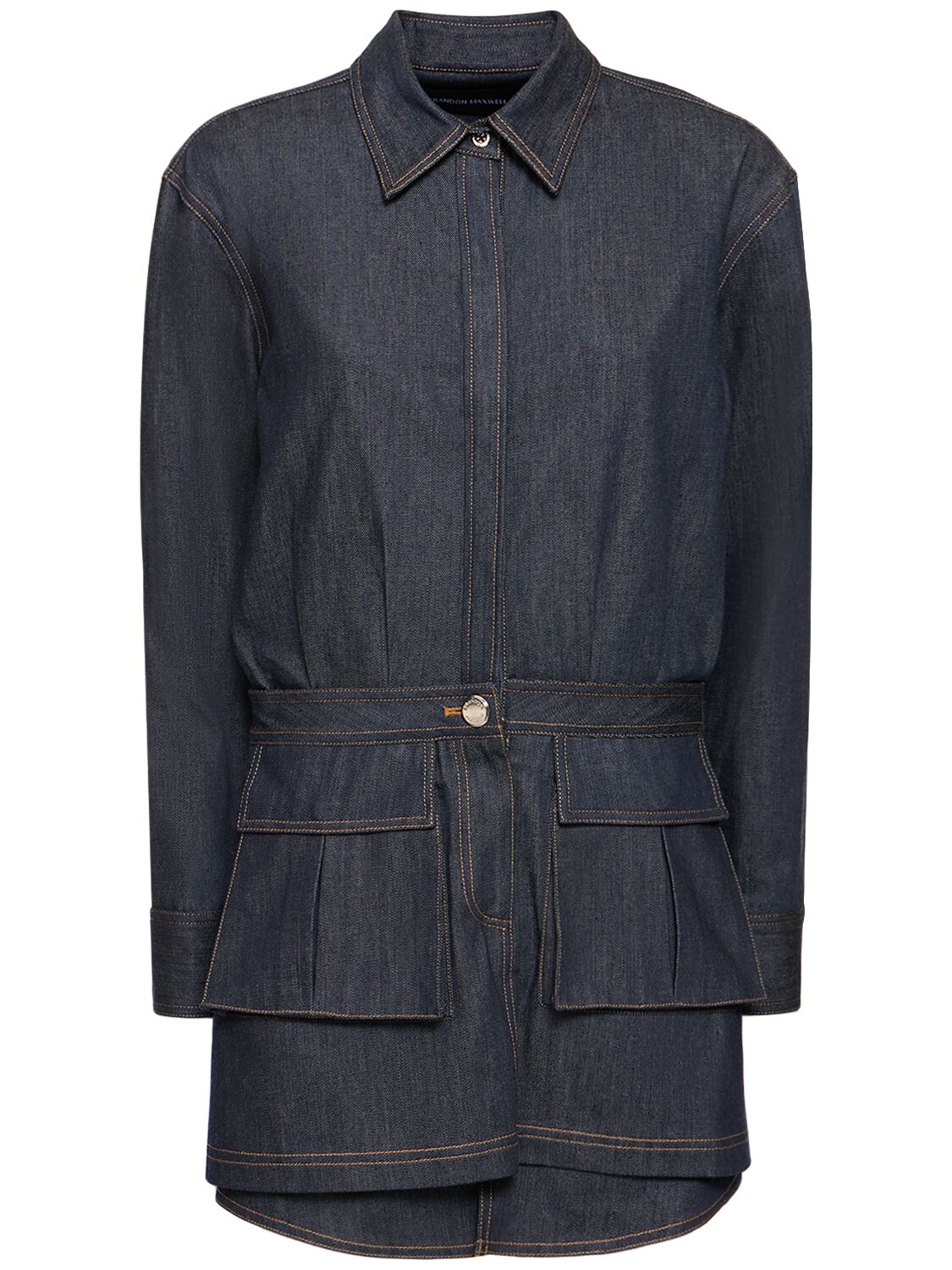 Brandon Maxwell Cotton Mini Shirt Dress In Denim - 35% Off | Editorialist