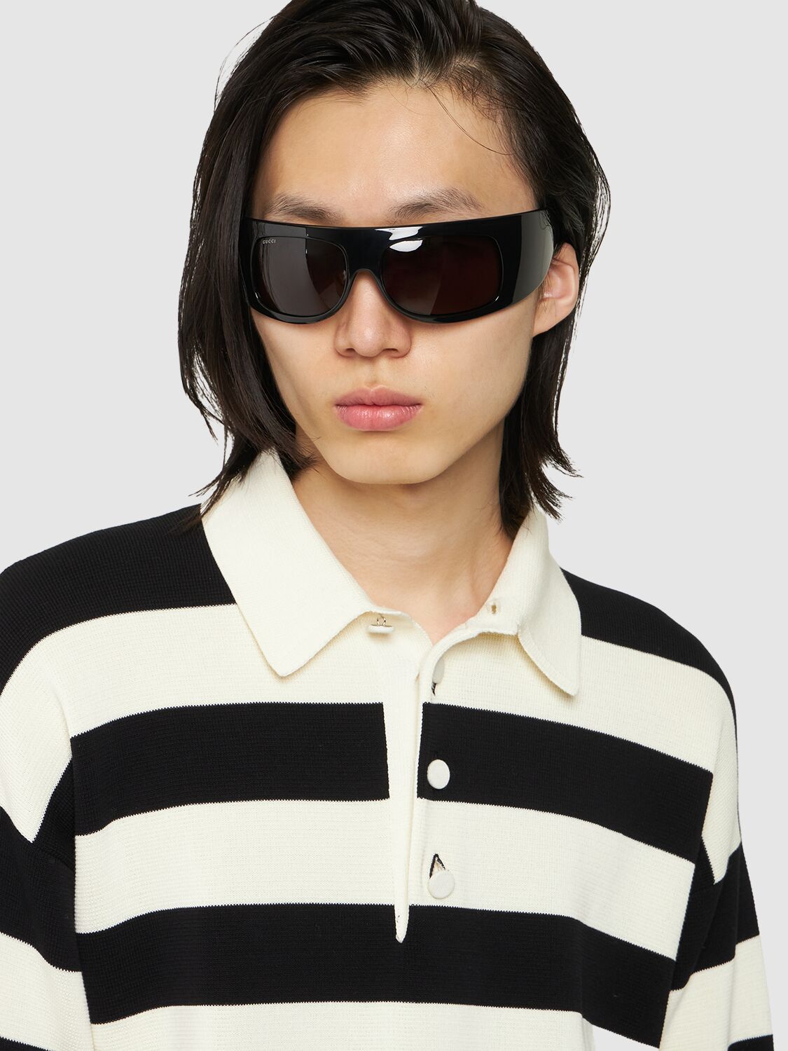 Gucci Gg1633s Mask Acetate Sunglasses - Black | Editorialist