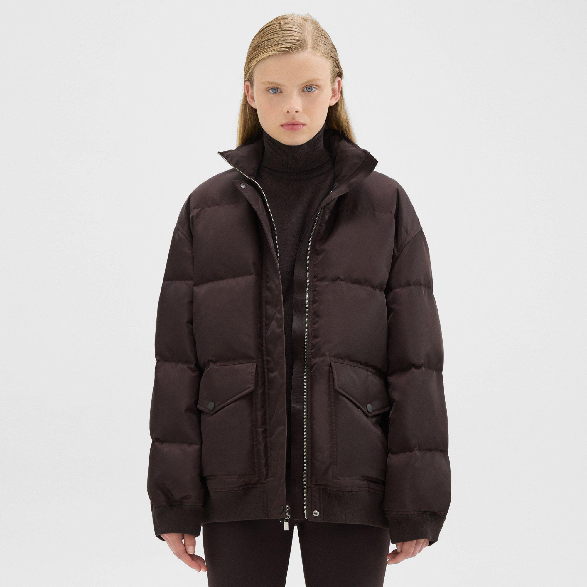 Theory Oversized Puffer Jacket In Recycled Nylon In Black - 40