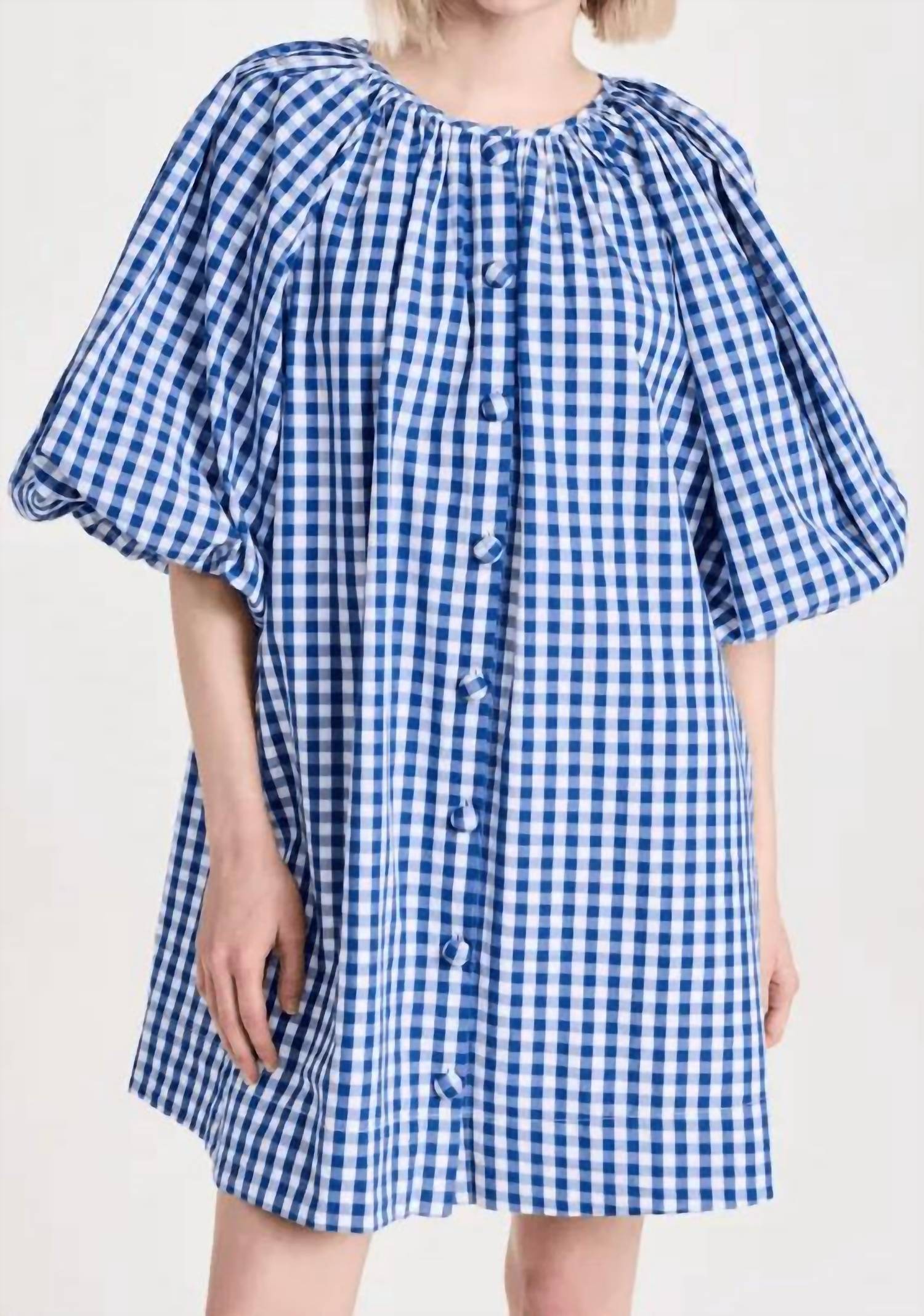 princess polly baby blue dress Fit & Flare Lightweight Smocked Gingham Midi Dress