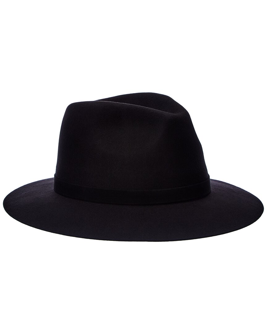 Phenix Wool Felt Leather Trim Fedora Hat Black One Size display picture 3