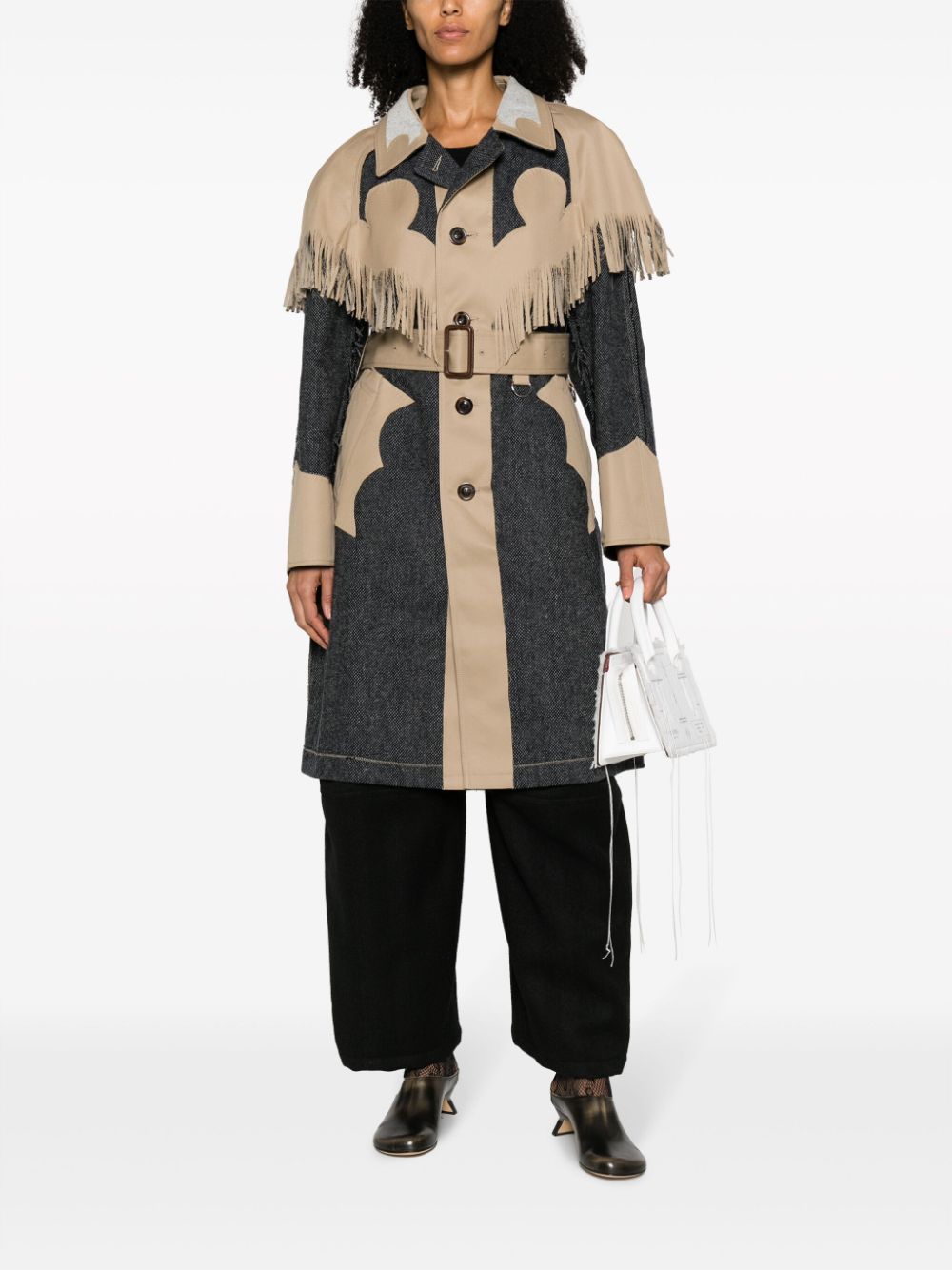 MAISON MARGIELA Maison Margiela Fringed Panelled Single-Breasted Coat