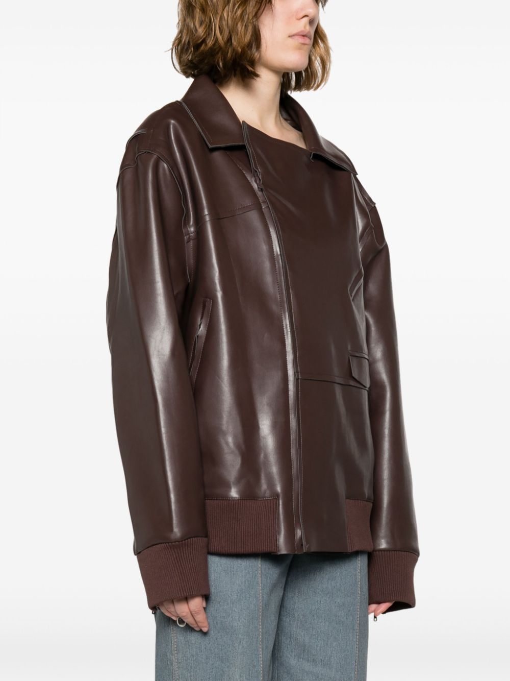 NORMA KAMALI Oversized Zip-Up Biker Jacket