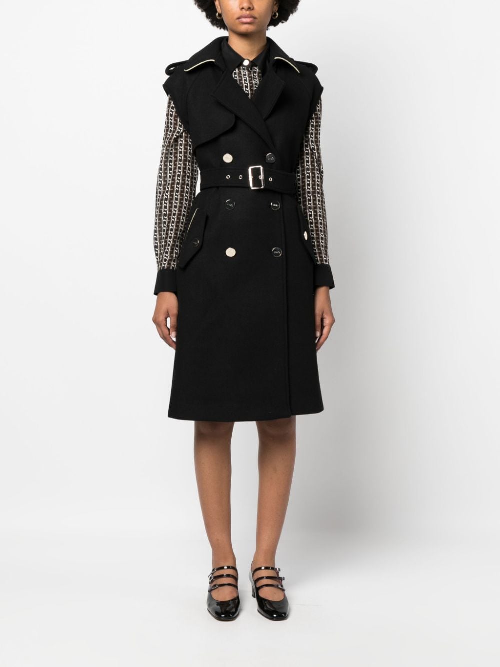 LIU JO Double-Breasted Sleeveless Coat