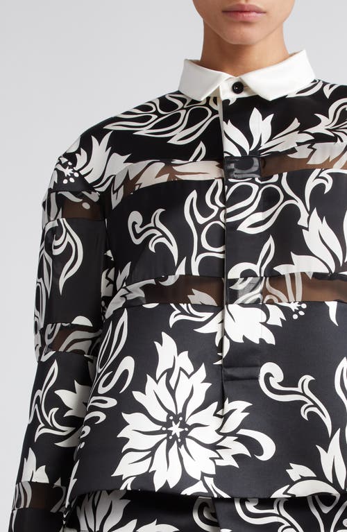 Sacai Floral Print Rugby Shirt In Black - 60% Off | Editorialist