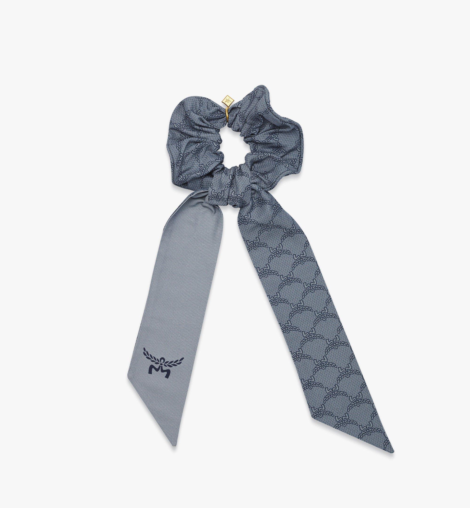 Mcm Lauretos Monogram Print Scrunchie With Scarf - Indigo  display picture 2