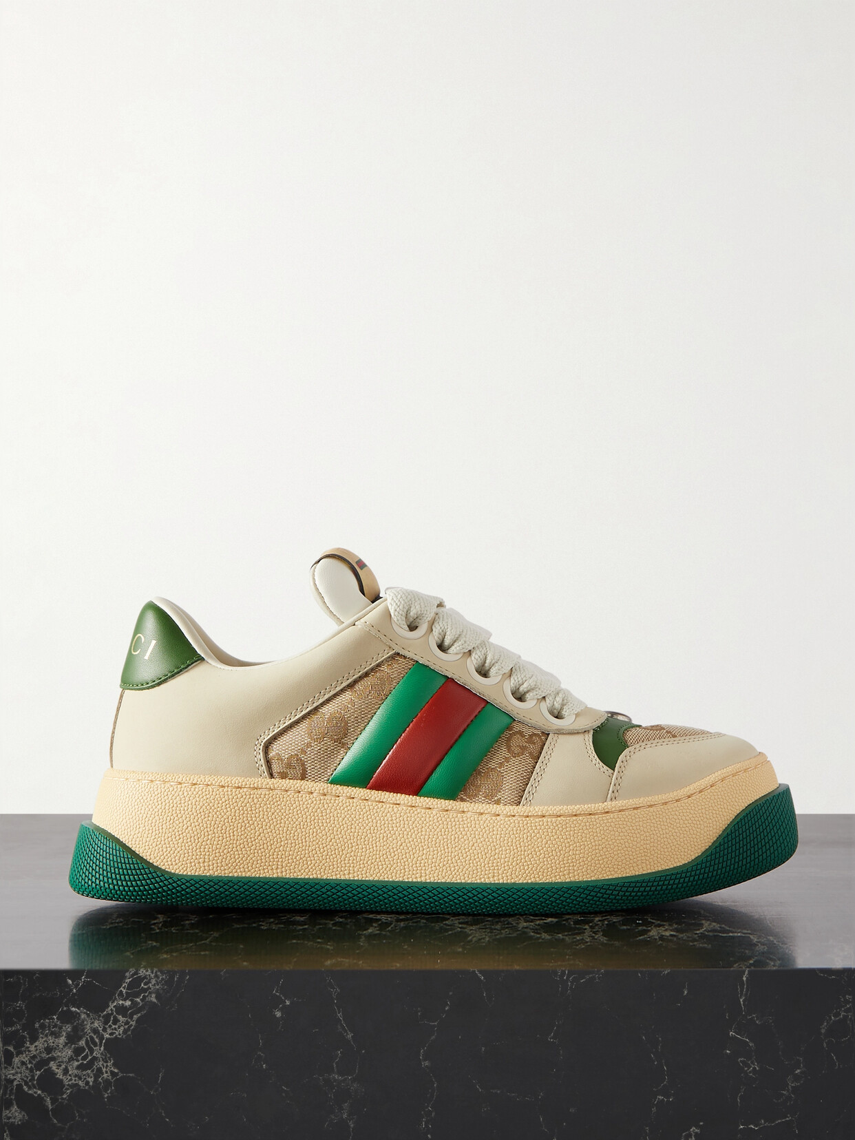 Gucci Double Screener Sneakers Cream Editorialist - Main Image