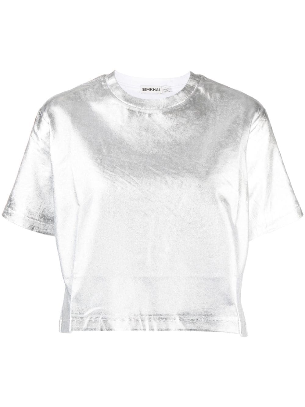 SIMKHAI Metallic Short-Sleeve T-Shirt