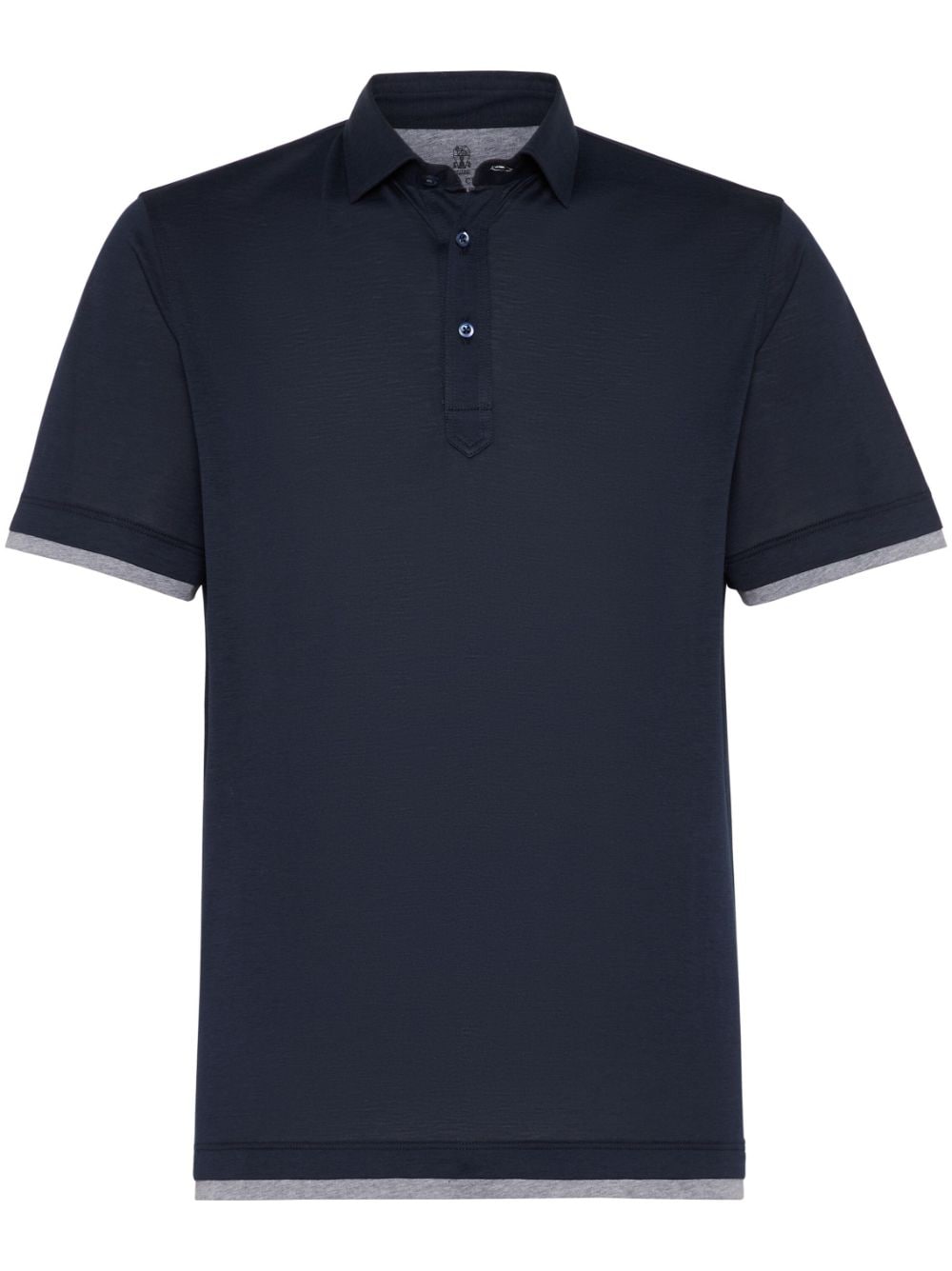 BRUNELLO CUCINELLI silk and cotton jersey shirt-style collar polo with faux-layering