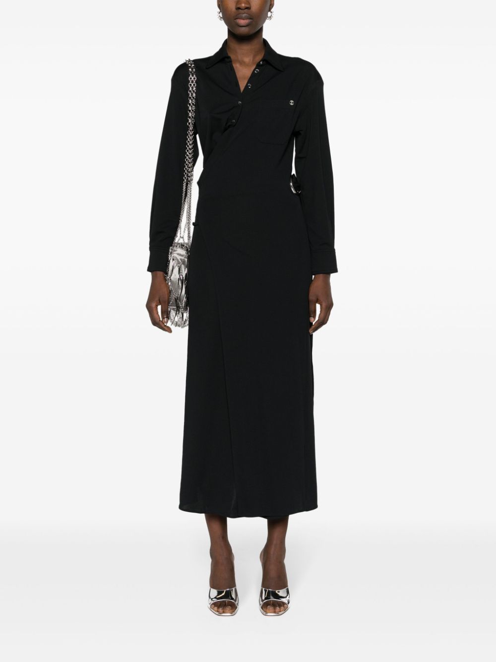 PACO RABANNE Rabanne Ruched Midi Wrap Dress