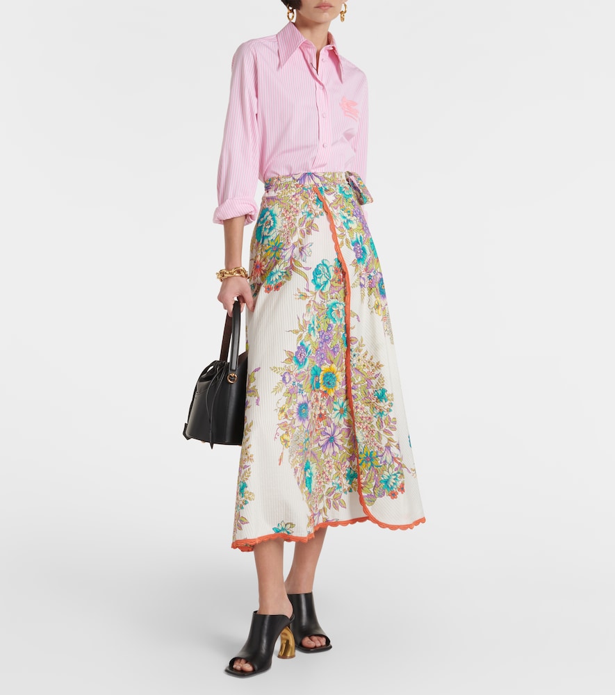 ETRO Etro Floral Cotton and Silk Midi Skirt