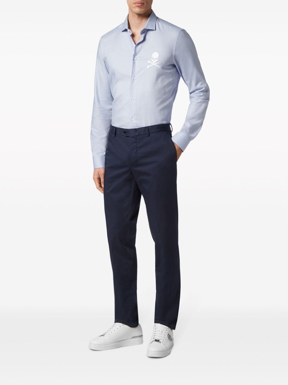 PHILIPP PLEIN belt-loops button-fastening slim-fit trousers