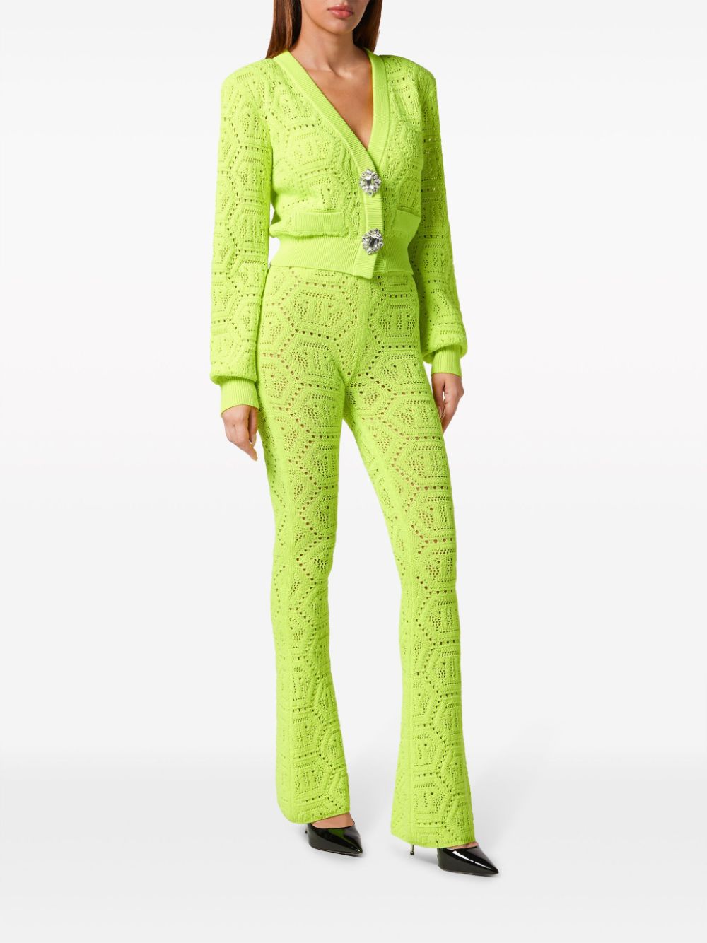 PHILIPP PLEIN Philipp Plein Patterned Knit Flared Trousers
