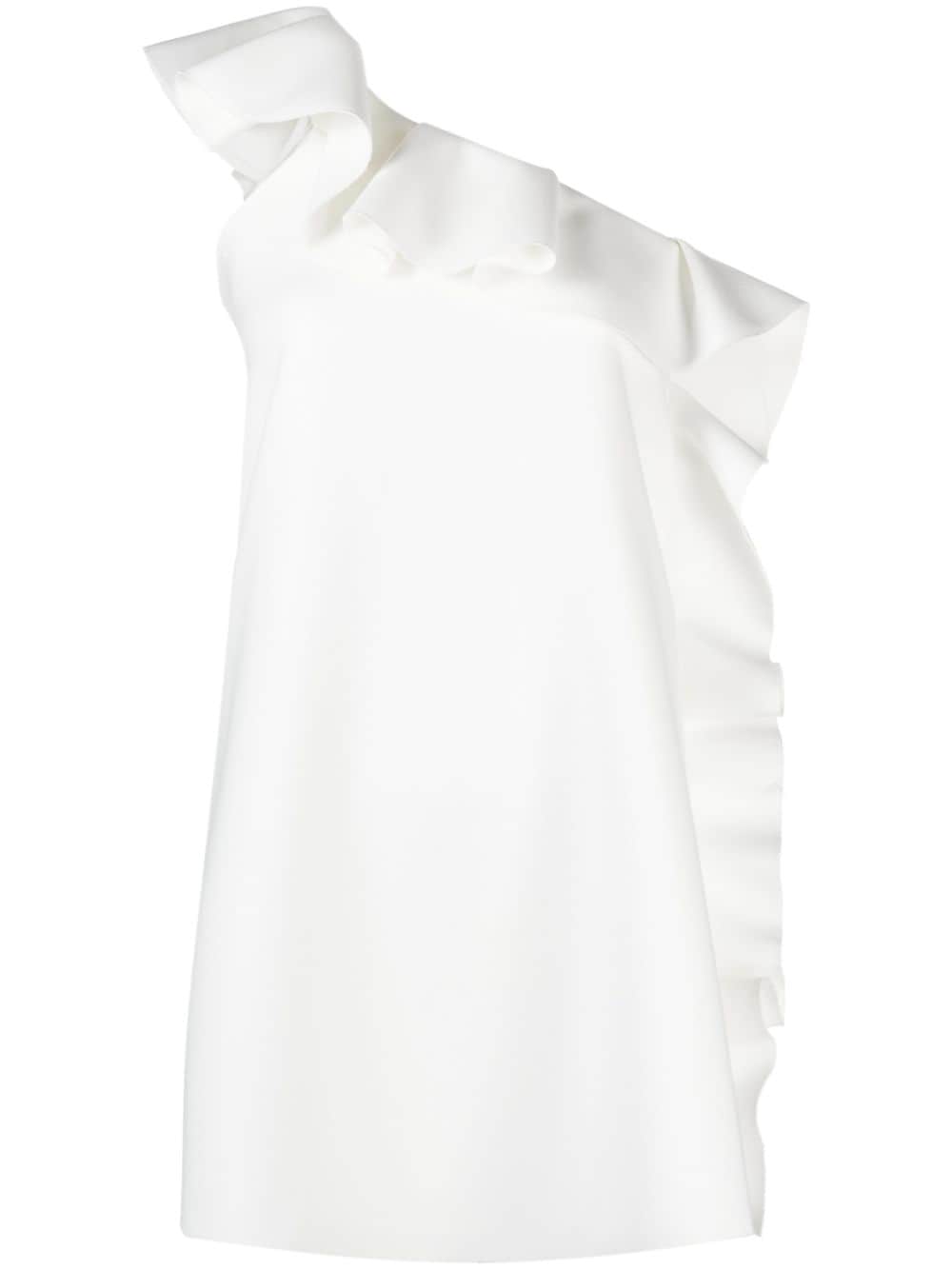 msgm one shoulder ruffle dress Msgm Ruffle-Trim Asymmetric Mini Dress - White - 36% Off