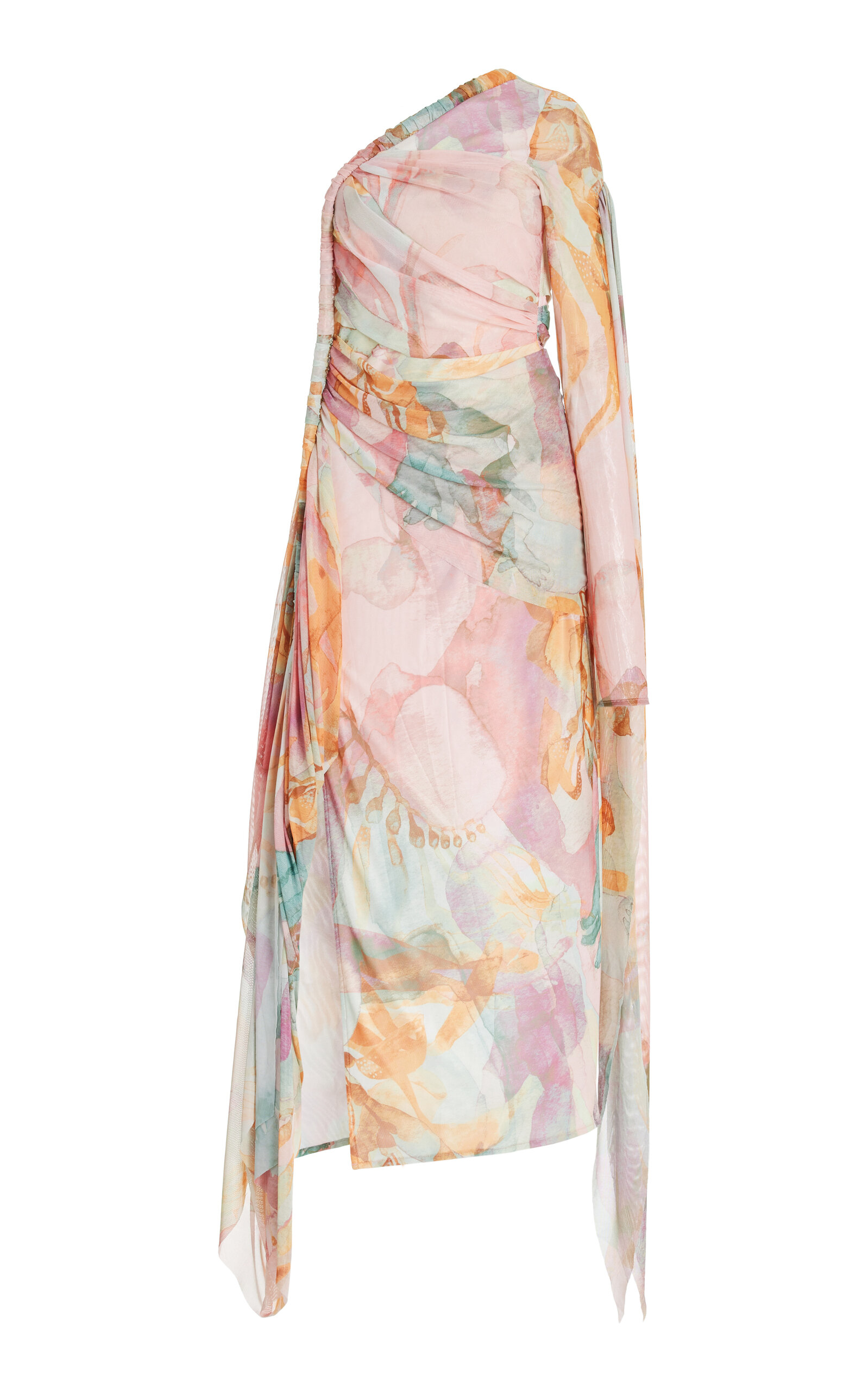 Andrea Iyamah Turi Draped Mesh Midi Dress S - Multi | Editorialist