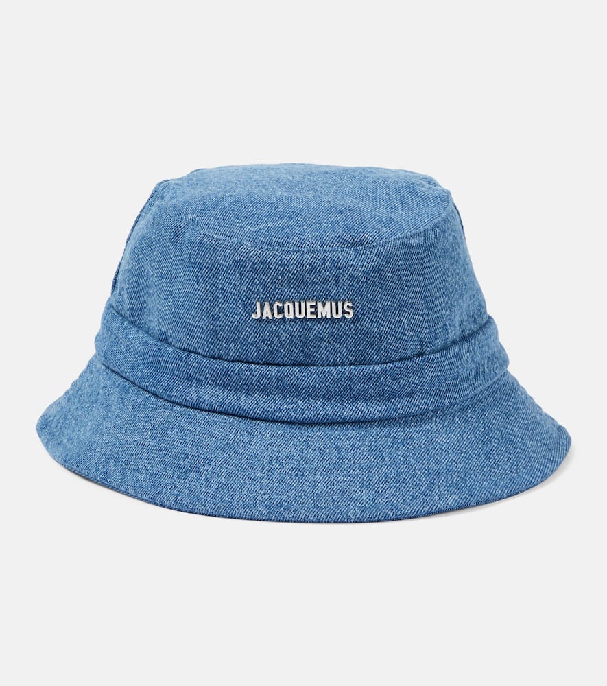 Jacquemus Logo Denim Bucket Hat In Blue - 23% Off | Editorialist display picture 3