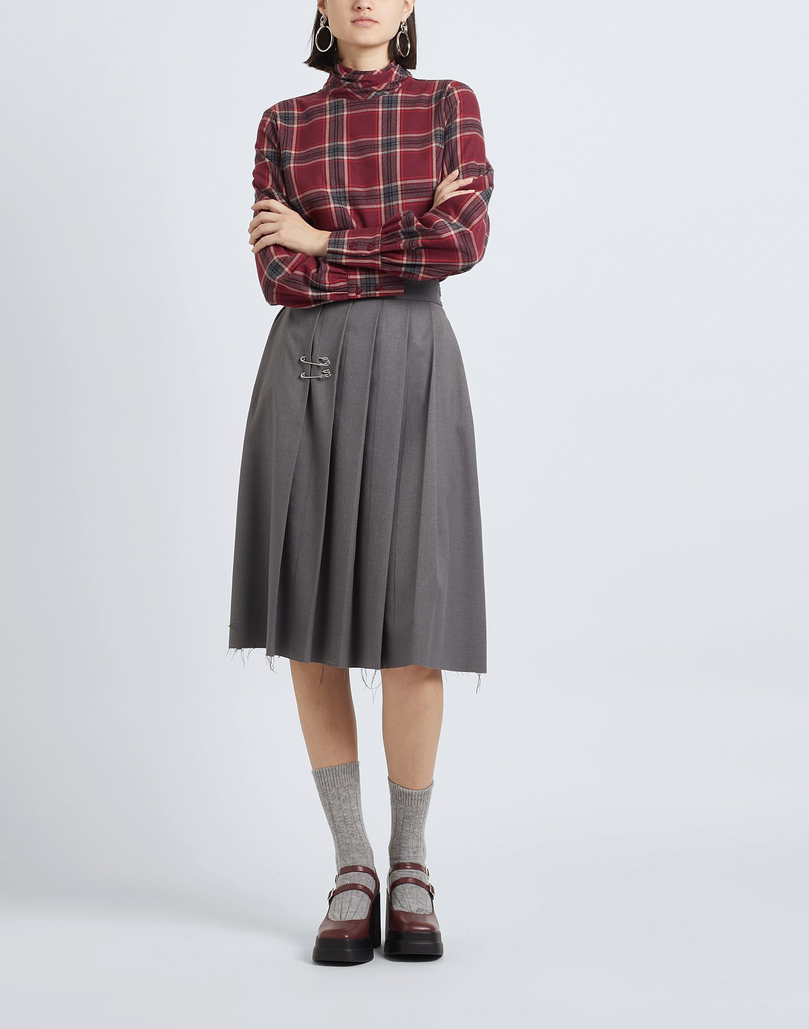 8 BY YOOX Check Neck-Tie Flannel Blouse