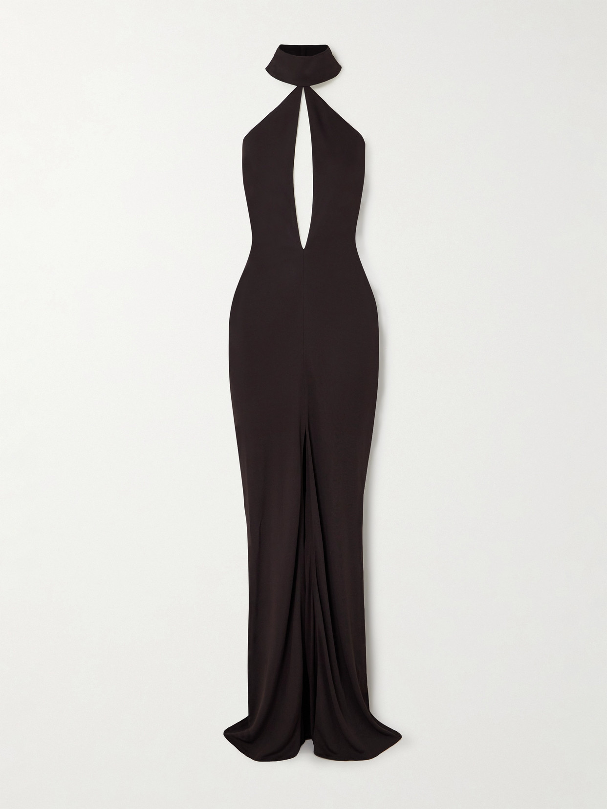 Tom Ford Cutout Gathered Jersey Halterneck Gown In Brown - 60% Off |  Editorialist