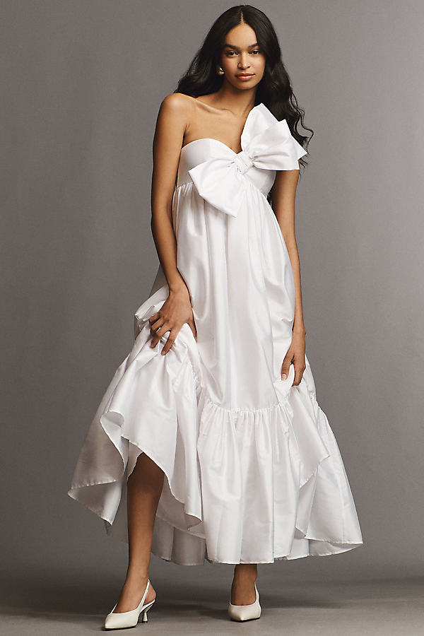 Atsu Sally Bow Midi Dress In Ivory - 23% Off | Editorialist