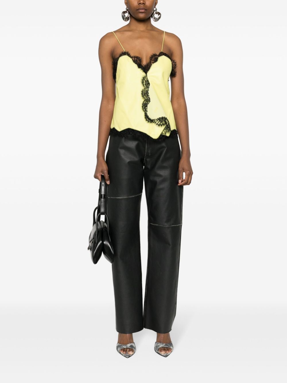 OFF-WHITE Off-White Leather Lace-Detail Top