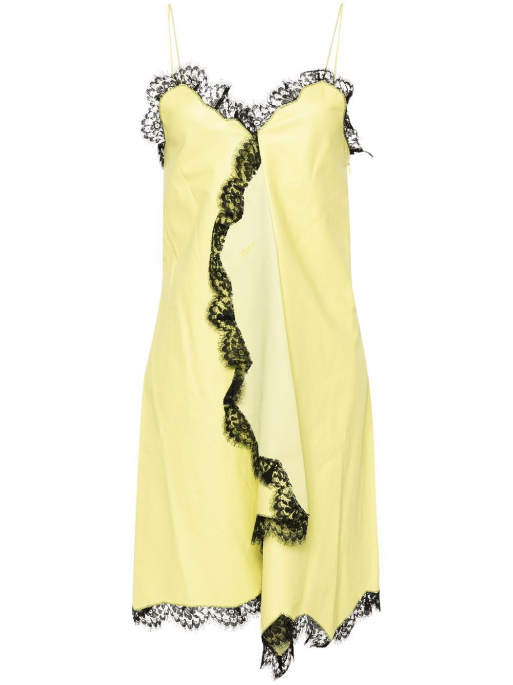 Off-White Leather Lace Dress - Yellow - 34% Off | Editorialist