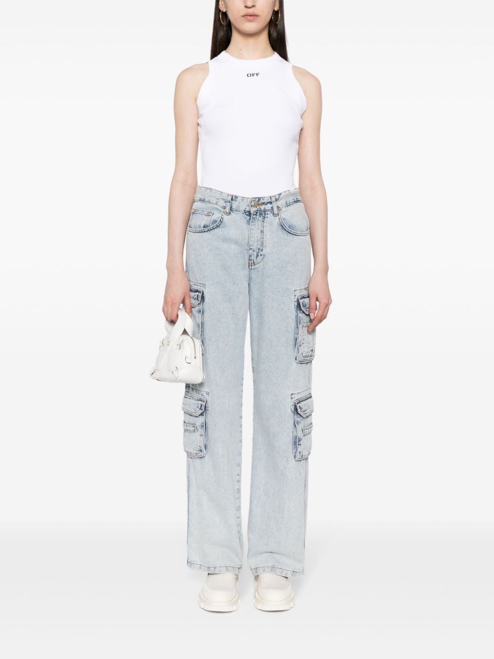 OFF-WHITE Off-White Embroidered Logo Ribbed Tank Top