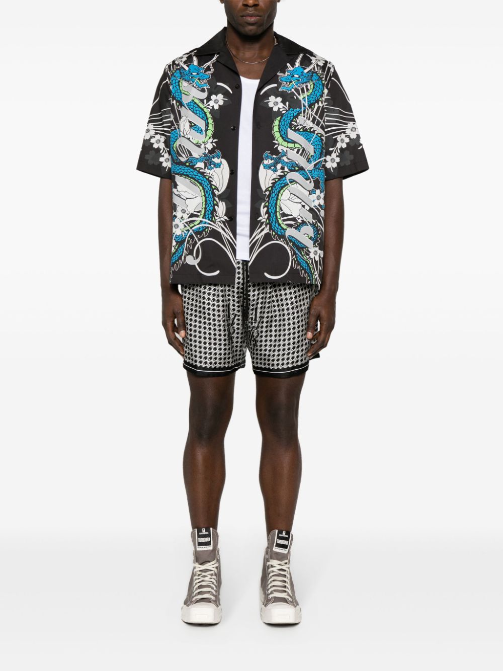 AMIRI AMIRI Printed Silk Staggard Shorts