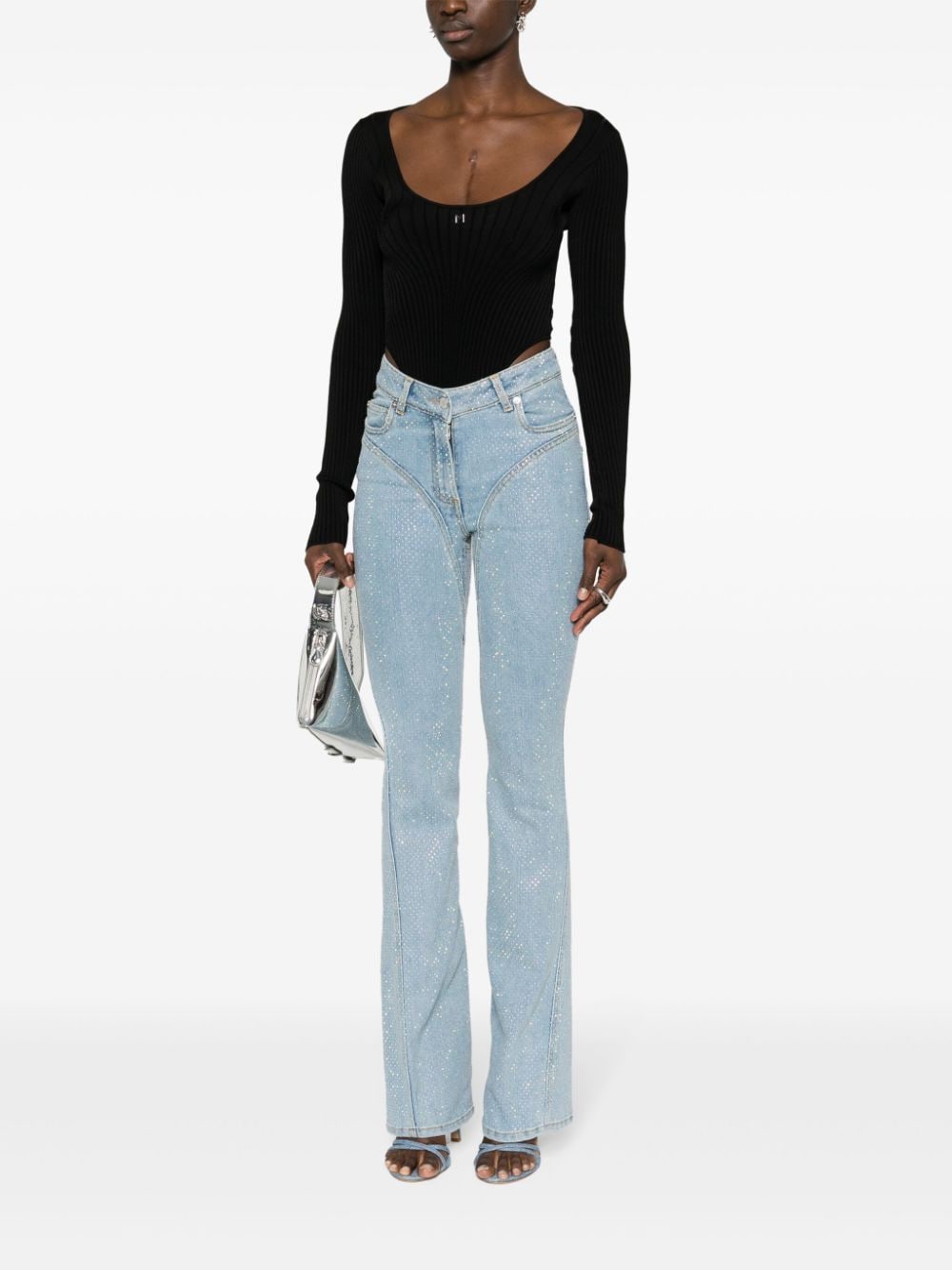 MUGLER Mugler Logo-Plaque Ribbed Bodysuit