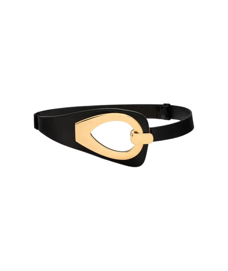 Tom Ford Cut-Out Leather And Brass Belt Black Editorialist