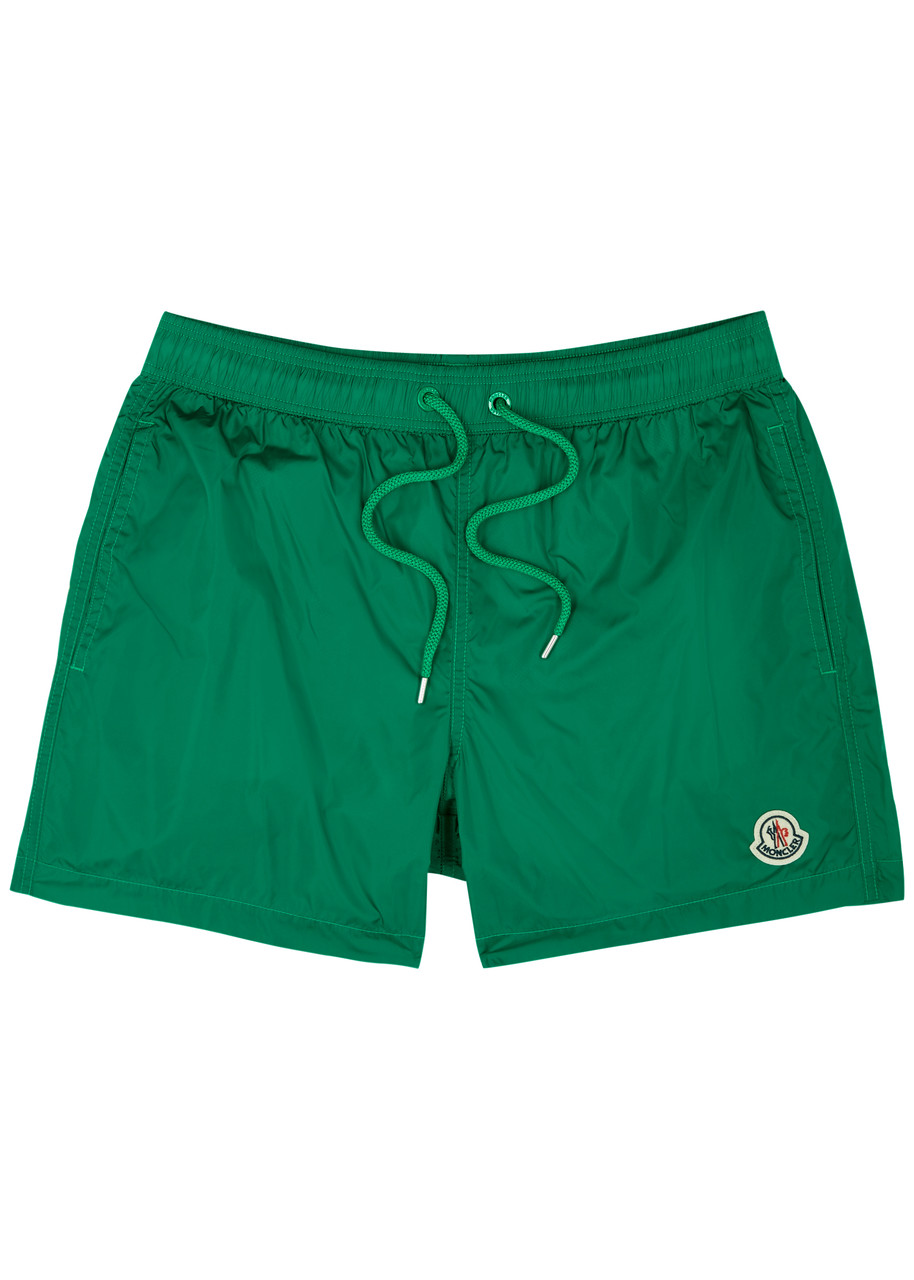 Moncler Logo Shell Swim Shorts - Green | Editorialist